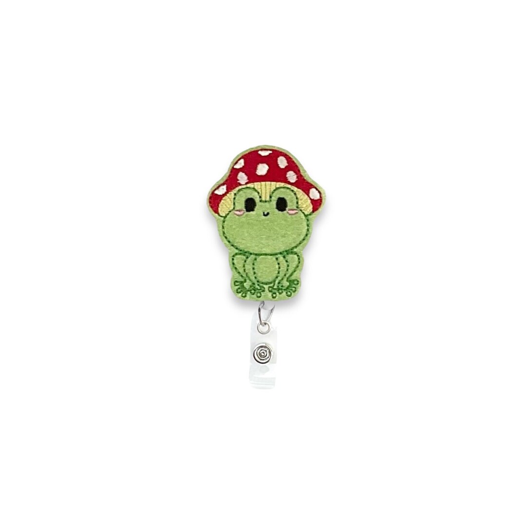Frog Badge Reel, Mushroom Frog Badge Reel, Toad Badge Reel, Cottage ...