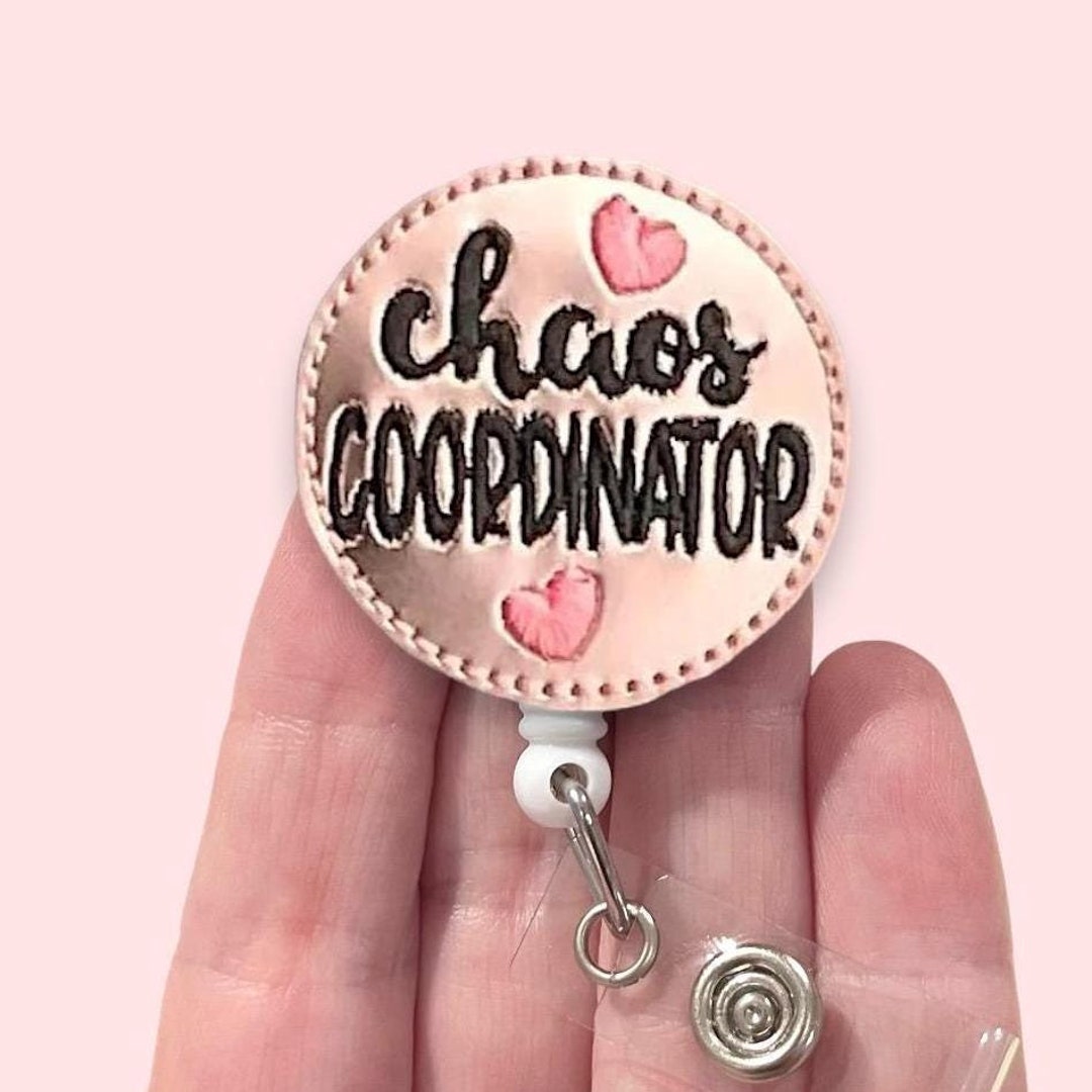 Chaos Coordinator Badge Reel, Funny Badge Reel, ID Holder, Badge Clip ...