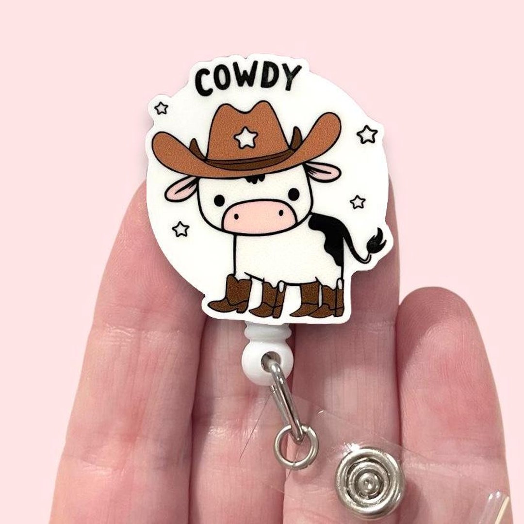 Cowboy Cow Badge Reel, Cowboy Badge Reel, Western Badge Reel, ID Holder ...