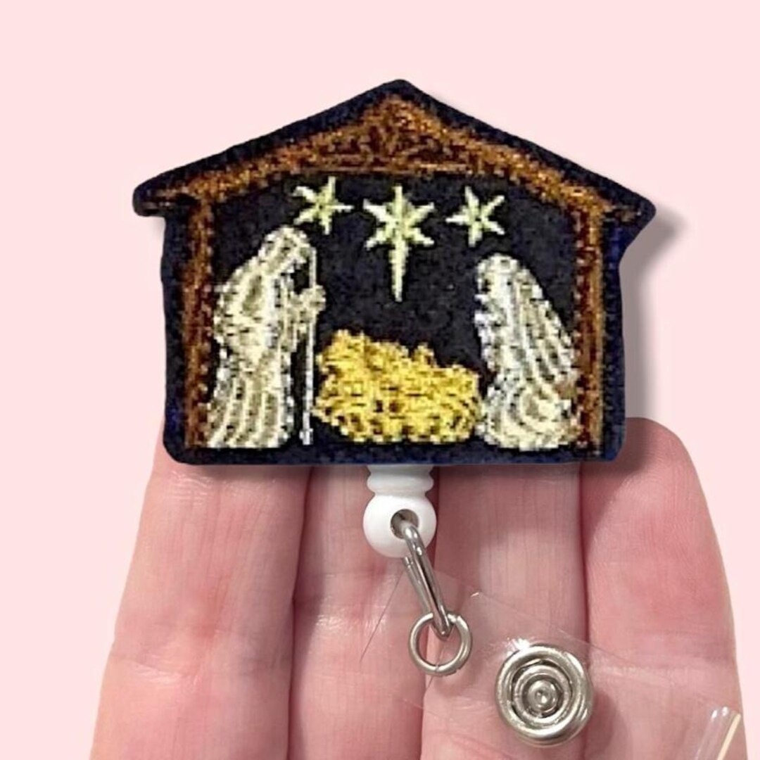 Christmas Badge Reel, Nativity Badge Reel, ID Holder, Badge Clip, Badge ...