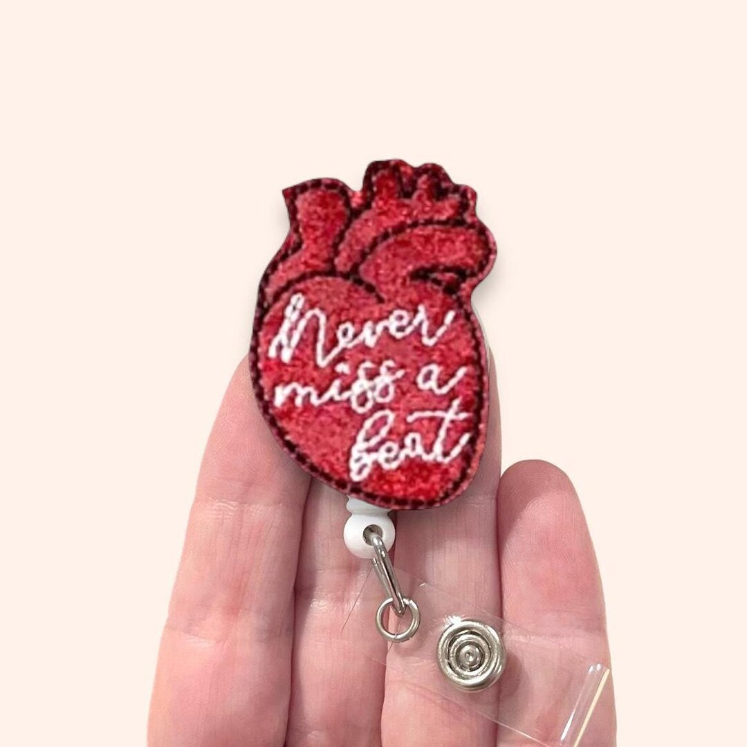 Never Miss A Beat Badge Reel, Cardiologist Badge Reel, Heart Badge Reel ...