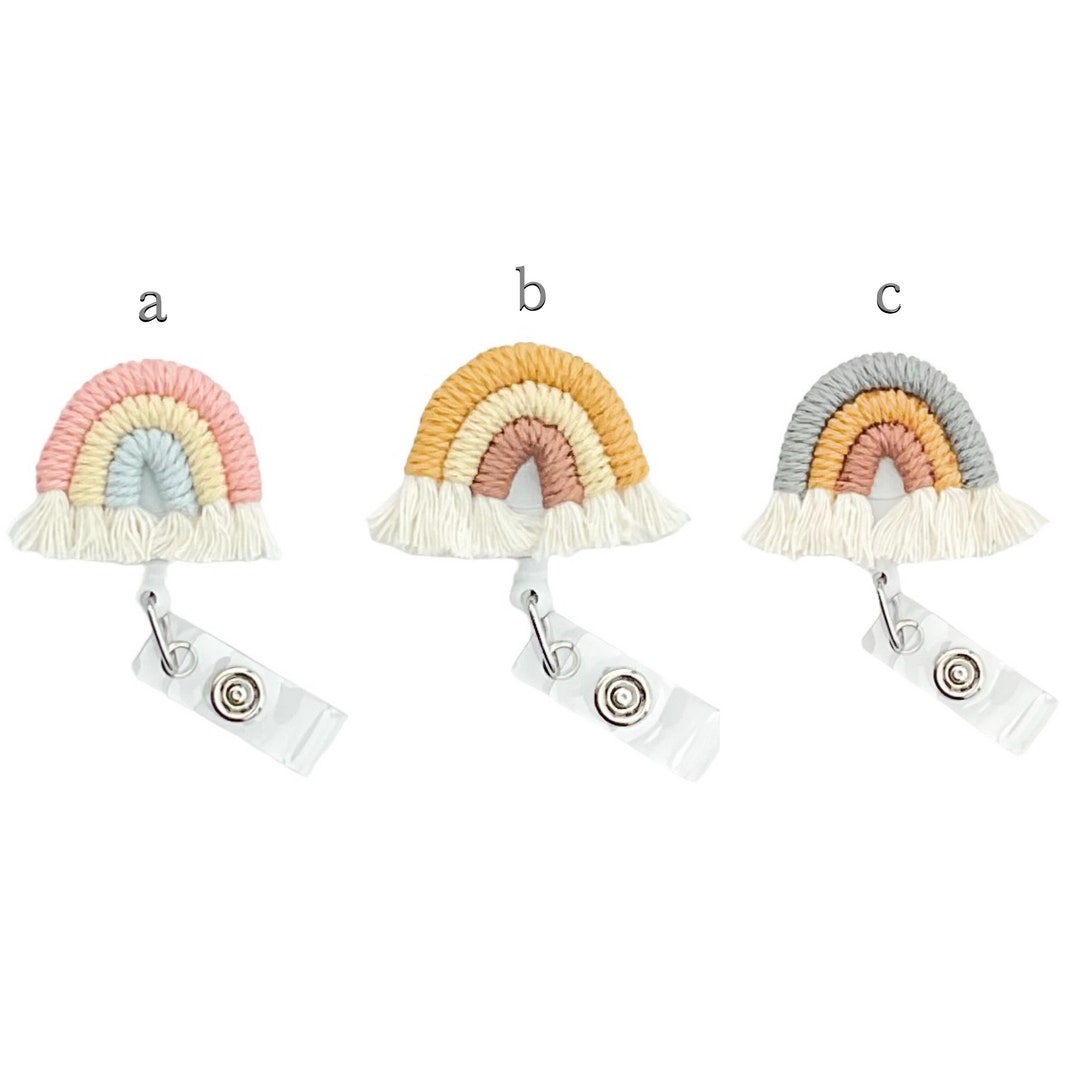 Neutral Boho Rainbow Badge Reel Macrame Rainbow Badge Reel - Etsy