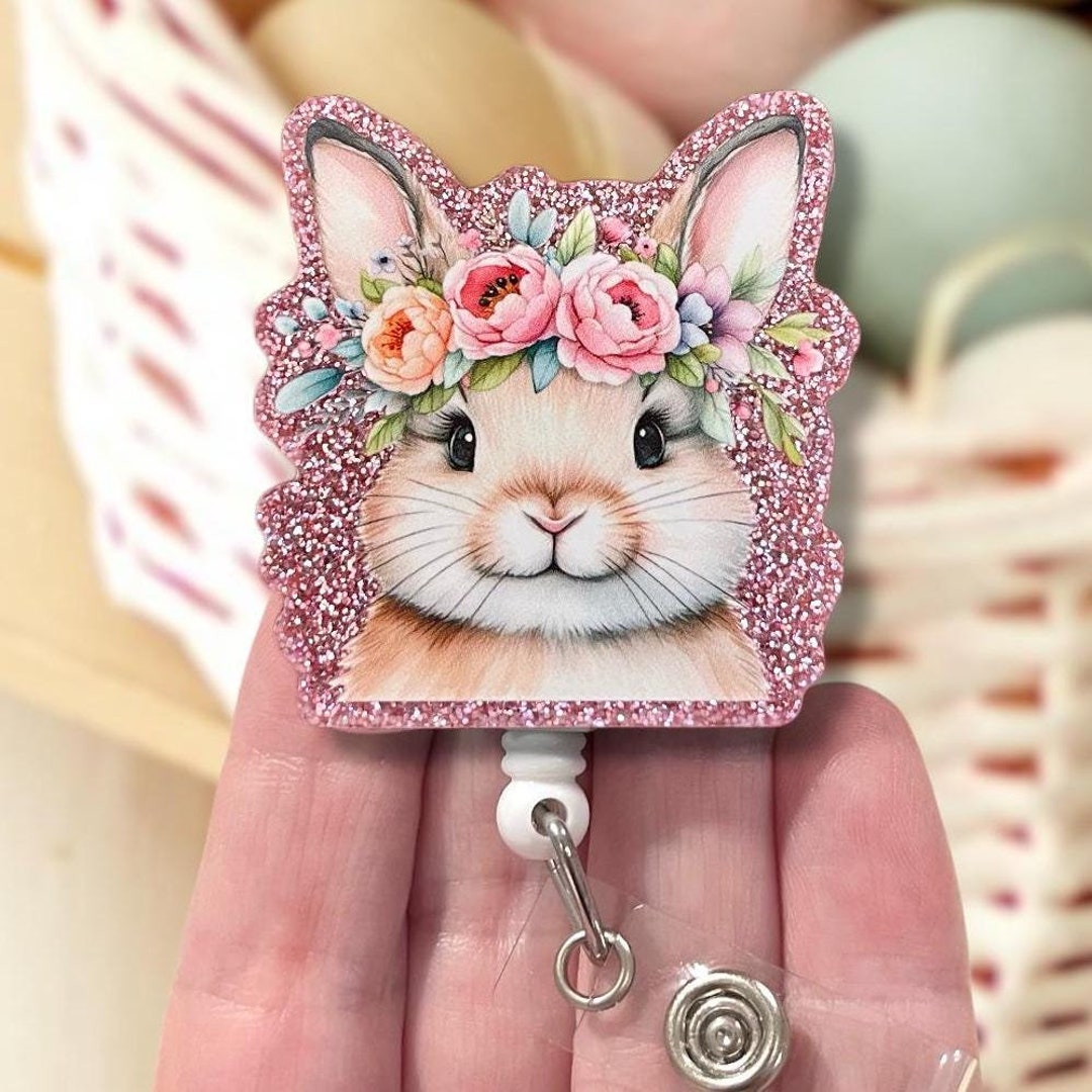 Easter Bunny Badge Reel, Easter Badge Reel, ID Holder, Badge Clip ...