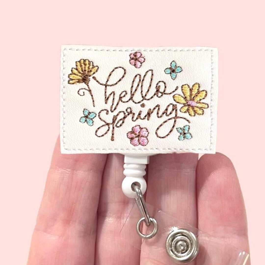 Hello Spring Badge Reel, Spring Badge Reel, ID Holder, Badge Clip ...