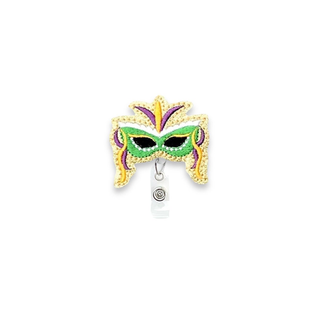 Mardi Gras Badge Reel, Mardi Gras Mask Badge Reel, Retractable Badge ...