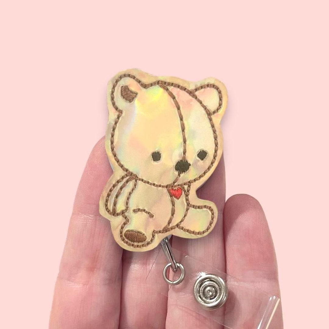Teddy Bear Badge Reel, ID Holder, Badge Clip, Badge Reel Topper - Etsy