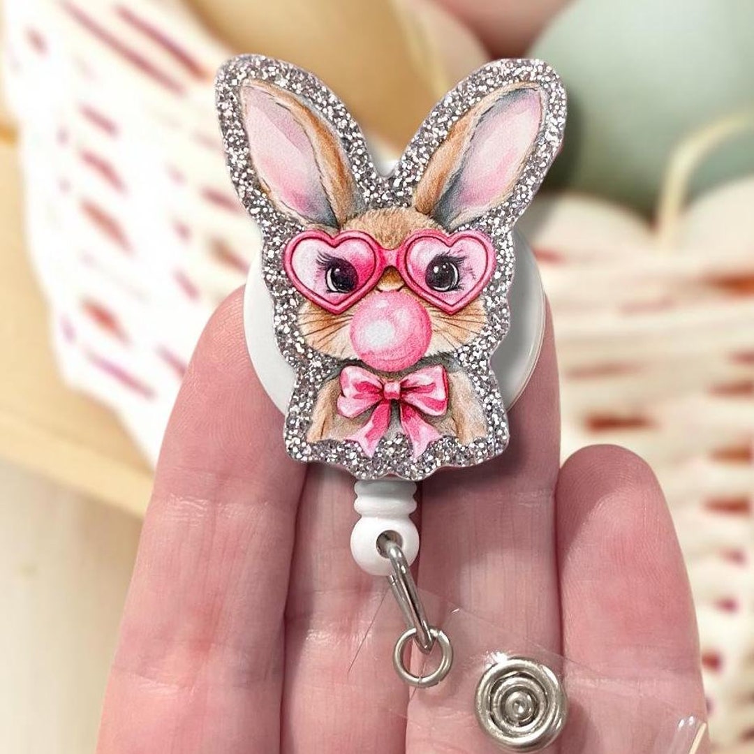 Easter Bunny Badge Reel, Easter Badge Reel, ID Holder, Badge Clip ...