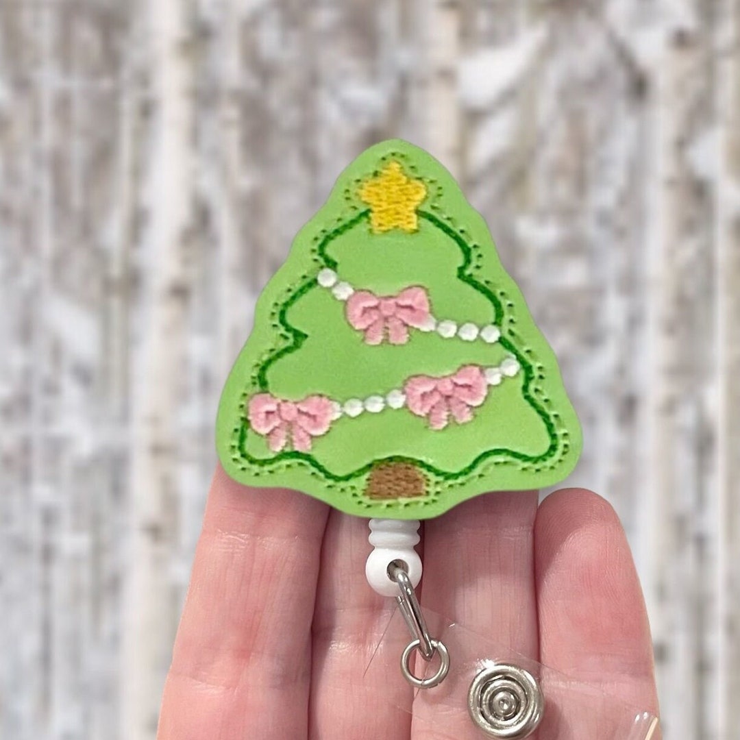 Christmas Tree Badge Reel, Christmas Badge Reel, ID Holder, Badge Clip ...