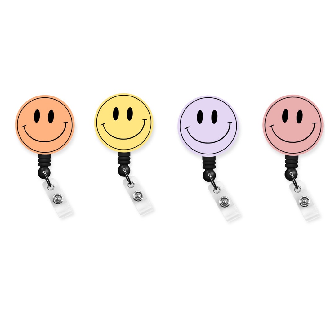 Smile Face Badge Reel Happy Face Badge Reel ID Holder Badge - Etsy