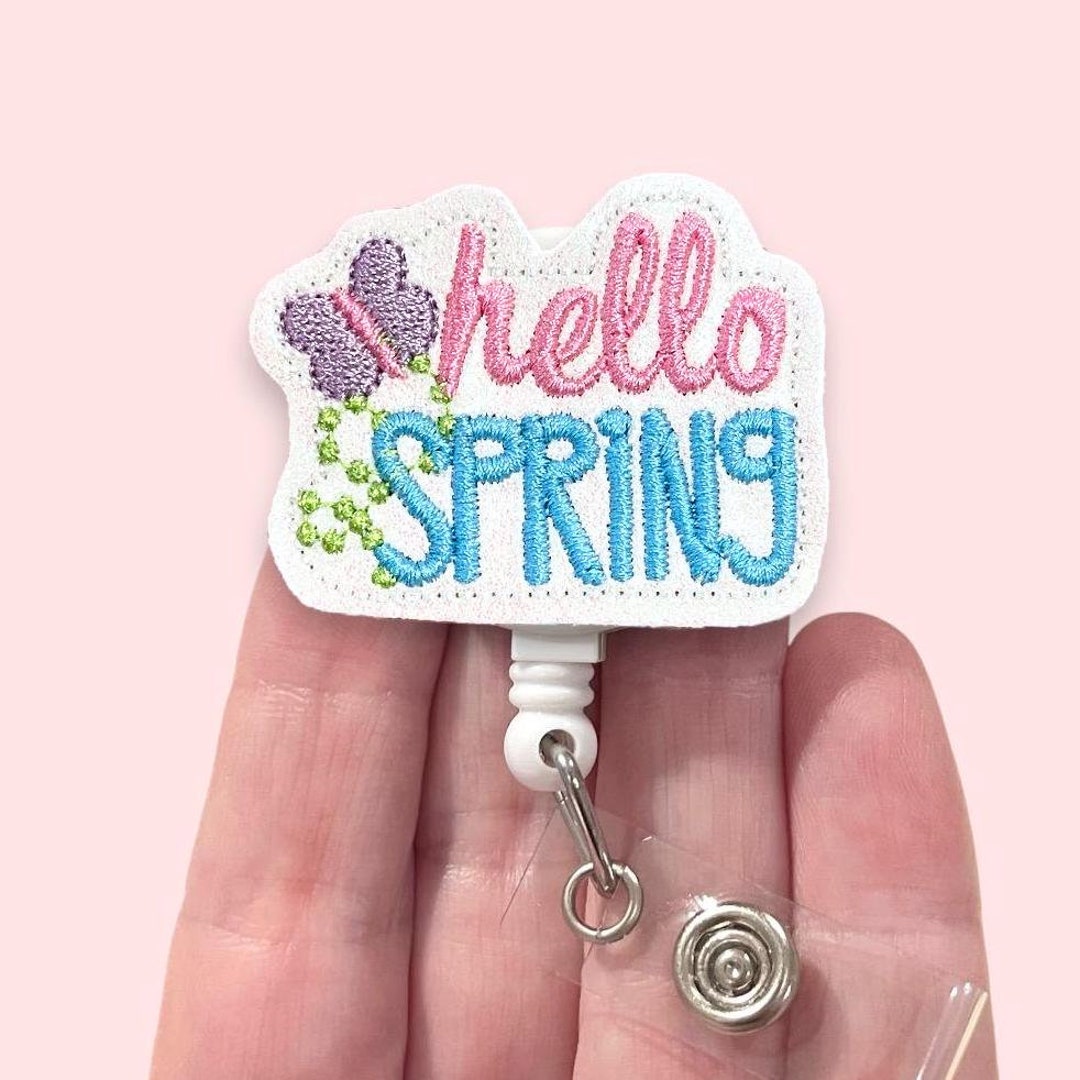 Hello Spring Badge Reel, Spring Badge Reel, ID Holder, Badge Clip ...