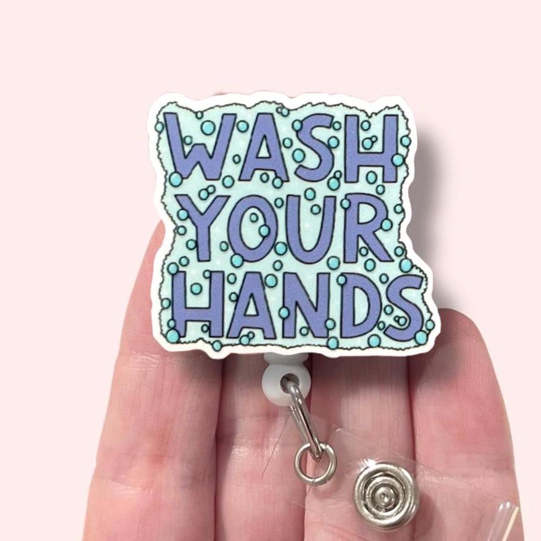 Wash Your Hands Badge Reel, Raccoon Badge Reel, ID Holder, Badge Clip ...