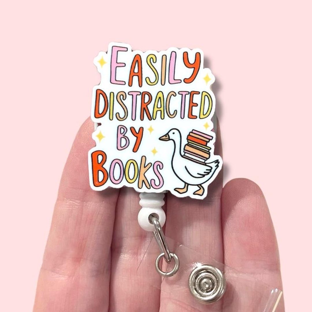 Book Lover Badge Reel, Love to Read Badge Reel, ID Holder, Badge Clip ...
