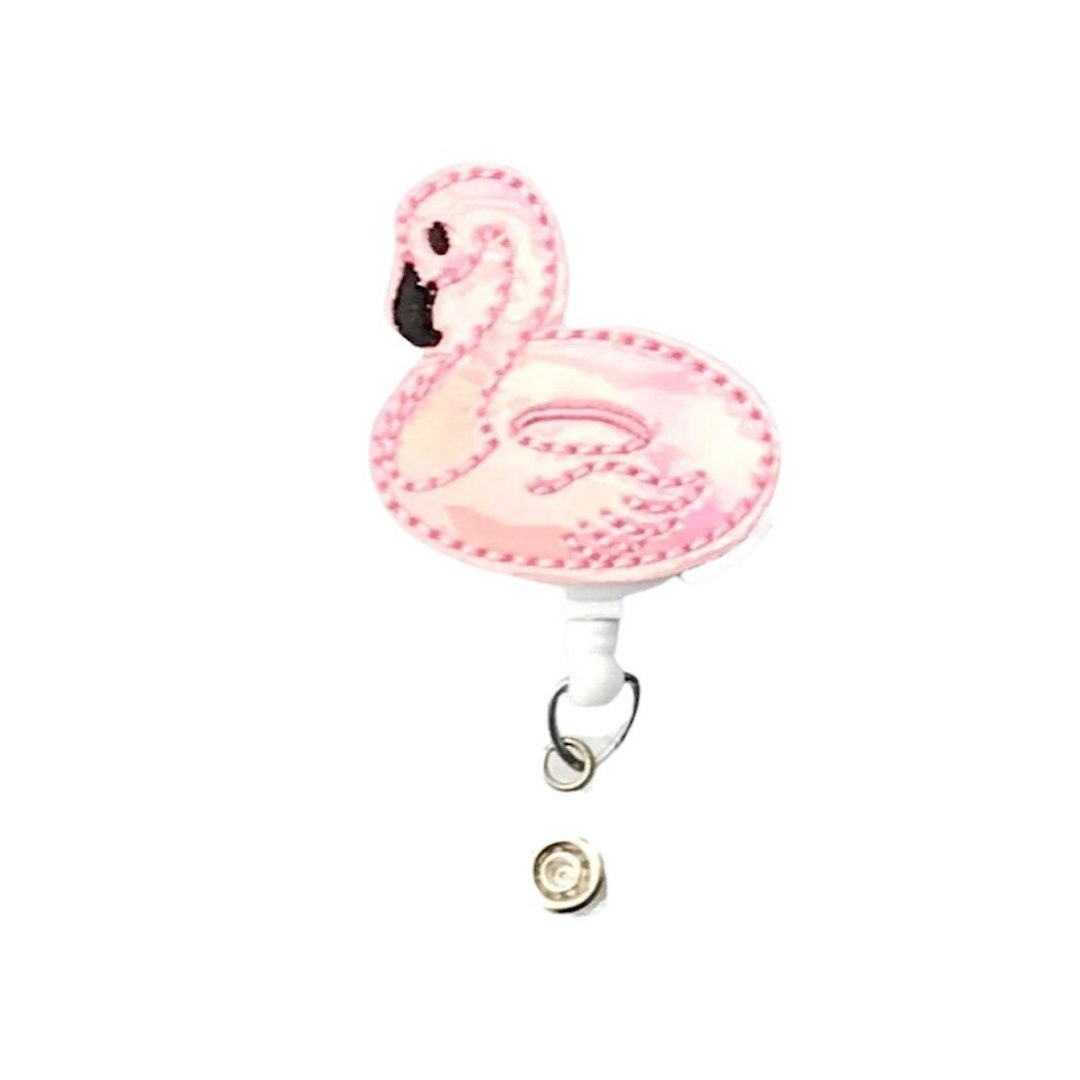 Flamingo Pool Float Badge Reel Summer Badge Reel Retractable - Etsy