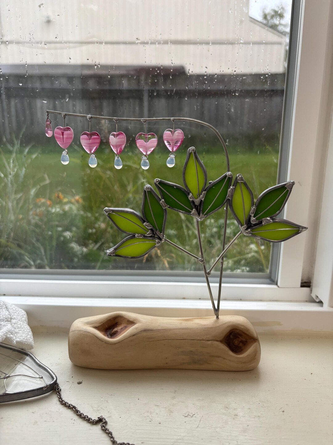 Stained Glass Bleeding Heart on Diamond Willow Base - Etsy