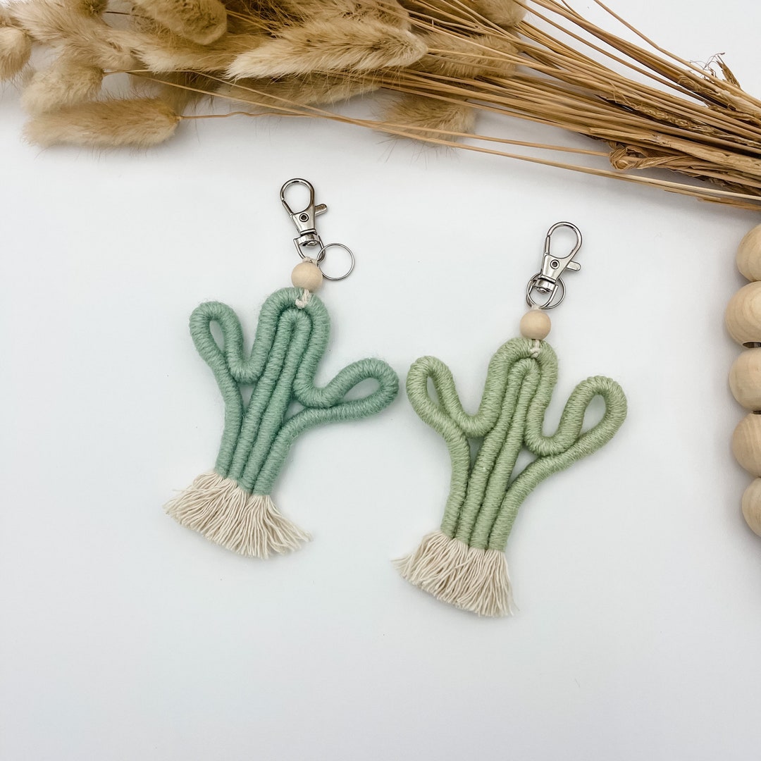 Cactus Macrame Keychain, Diffuser Keychain, Plant Mom Keychain, Sage ...