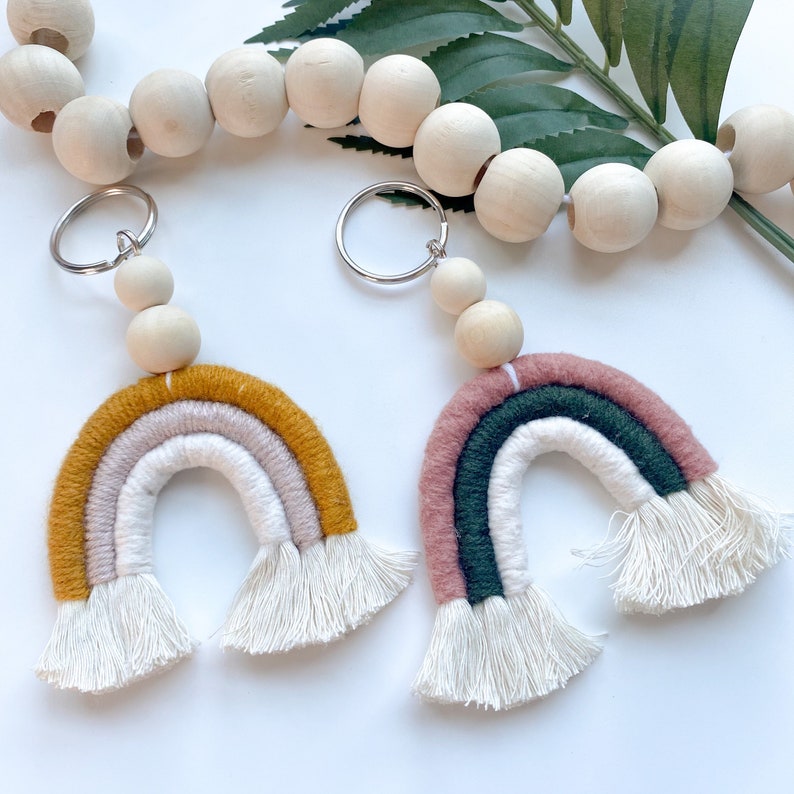 Boho Rainbow Macrame Keychain CUSTOM Rainbow Keychain Bogg - Etsy
