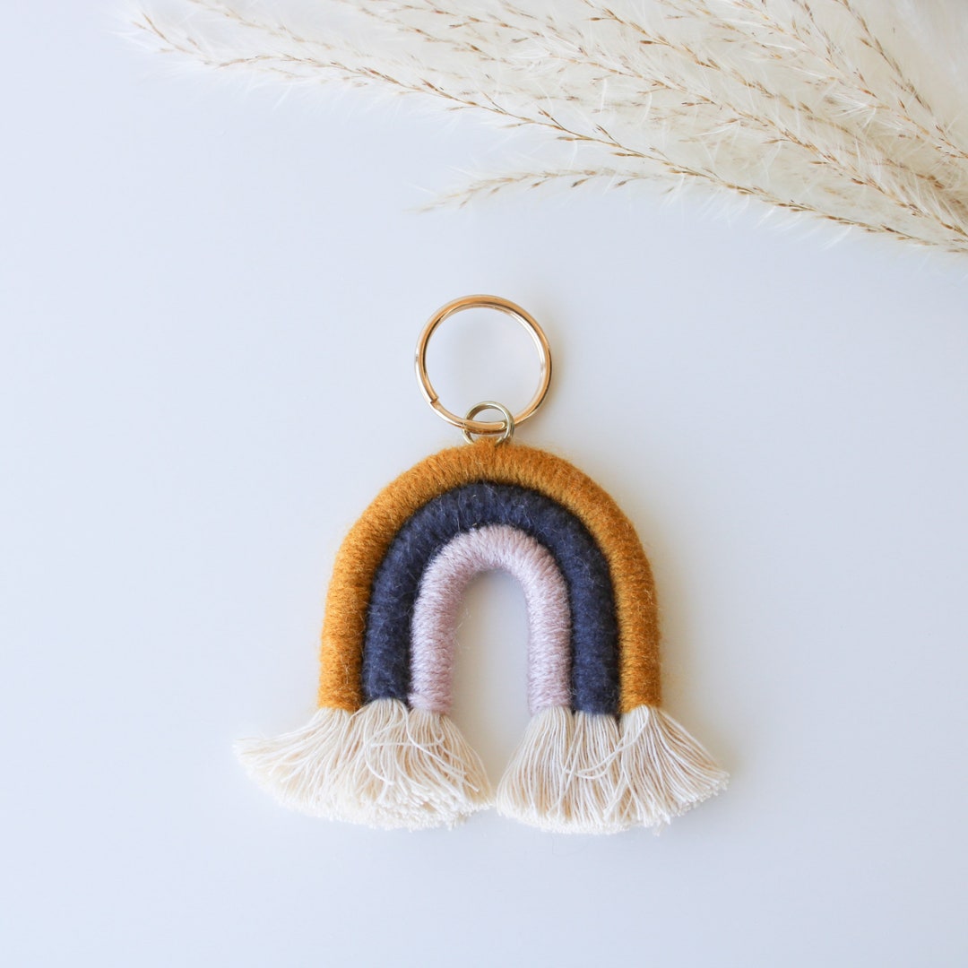 Boho Rainbow Macrame Keychain, CUSTOM, Bogg Bag Charm, Purse Charm ...
