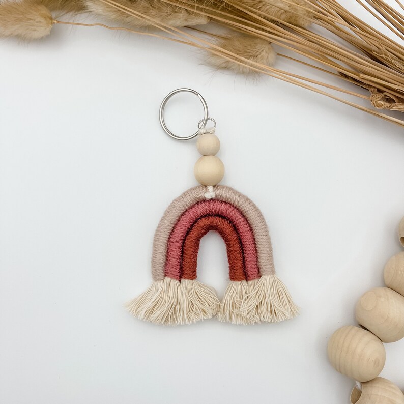 Boho Rainbow Macrame Keychain CUSTOM Rainbow Keychain Bogg - Etsy