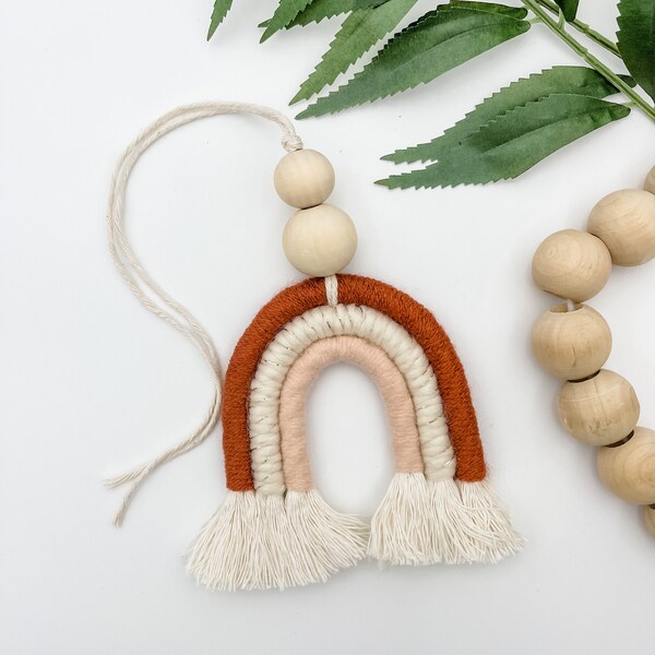 Rainbow Macrame Car Charm - Etsy