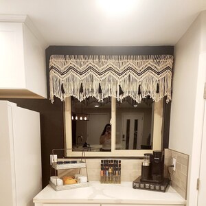 Macrame Kitchen Valance: Two-tone Cotton Curtain, Custom Colors - Etsy