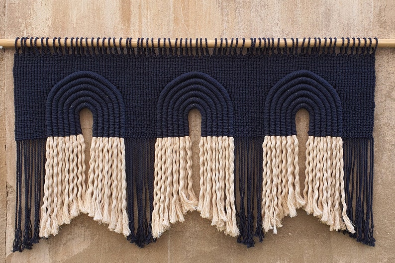 Navy Macrame Wall Hanging Boho Bedroom Headboard - Etsy