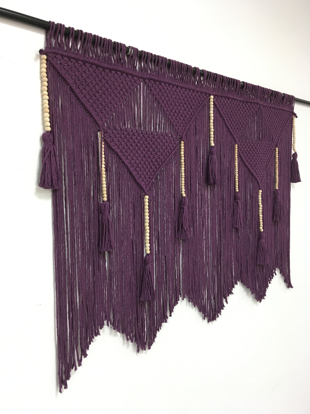 Purple Macrame Wall Hanging, Boho Home Decor, Bedroom Wall Art ...
