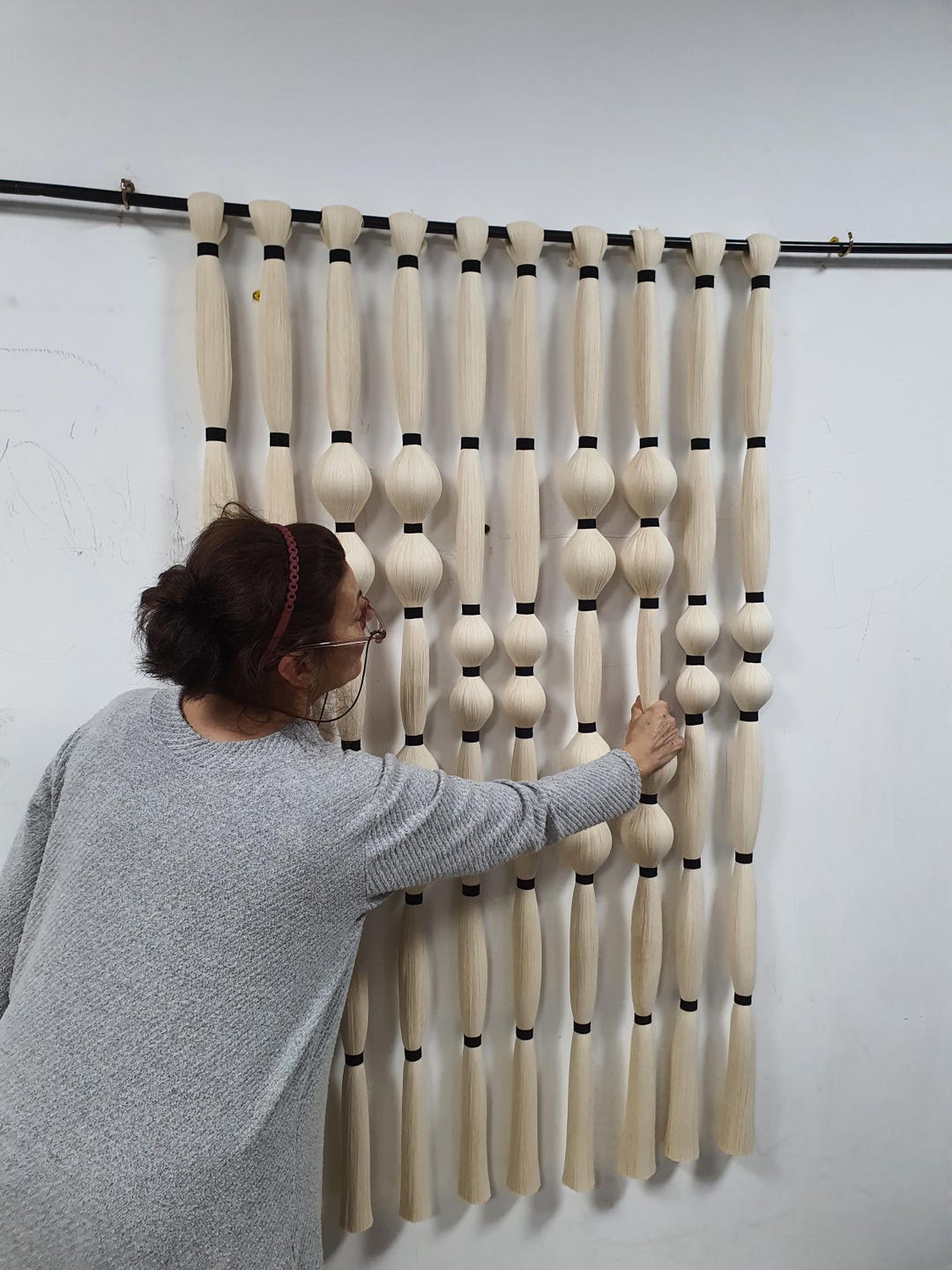 Ball Rope Art Mexican Macrame Wall Hanging Black White, Minimalist - Etsy