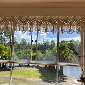 Macrame Valances Two Tone Boho Window Curtain - Etsy
