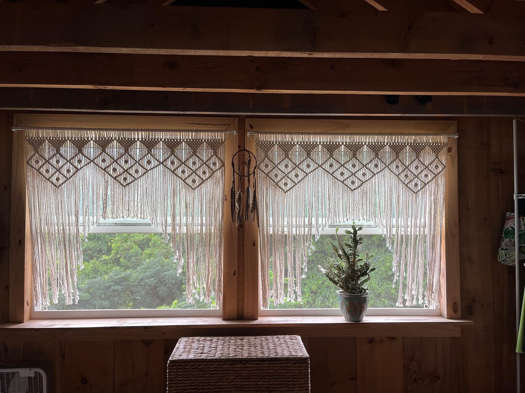 Macrame Valance Window Curtain, Boho Curtains, Customized Valances - Etsy