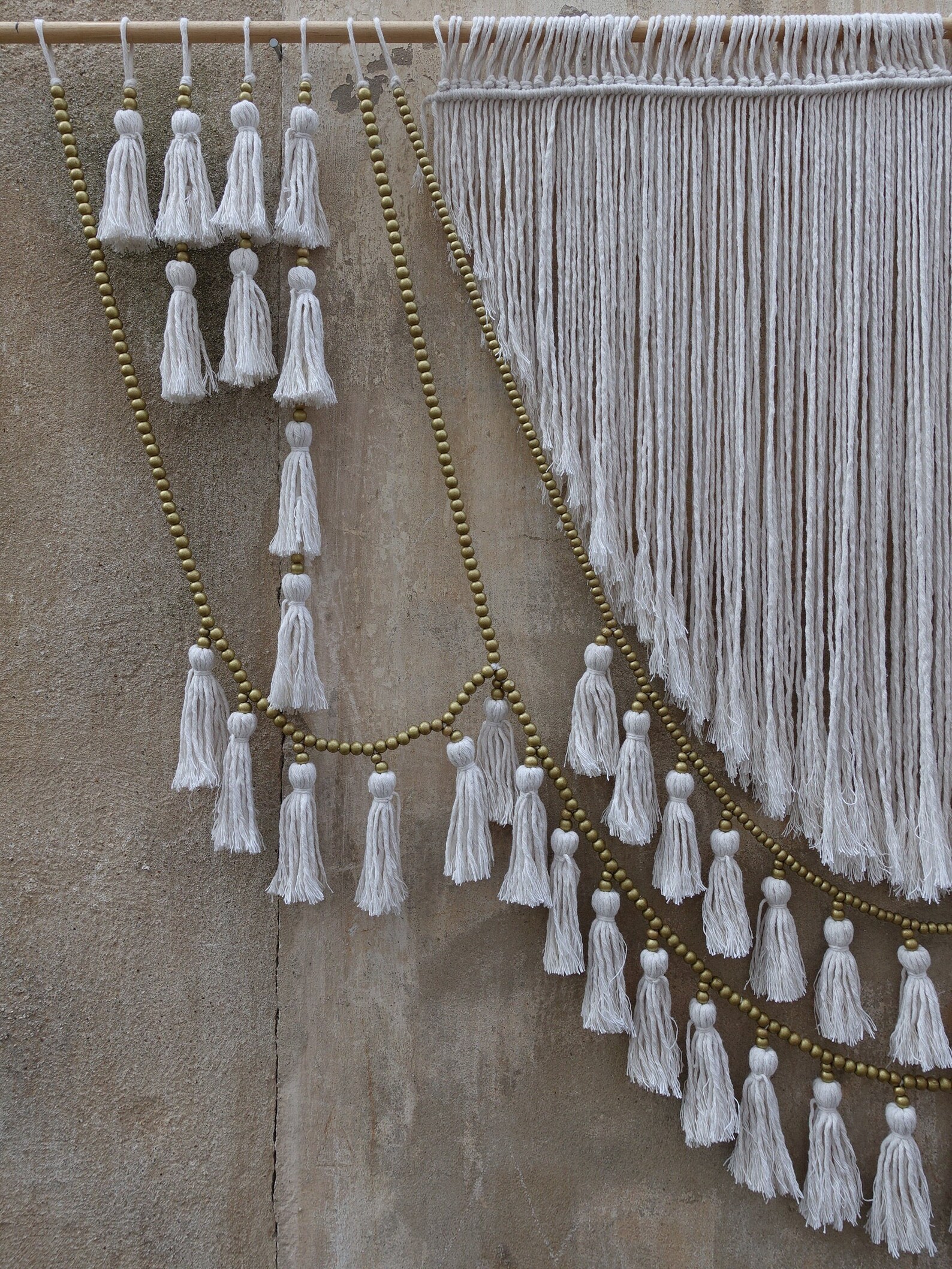 King Headboard Macrame Wall Hanging Gold Beads Garland - Etsy