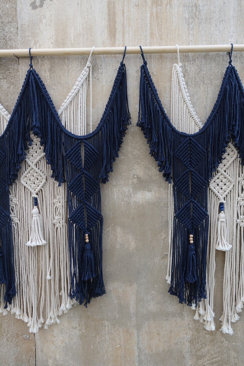Navy Macrame Wall Hanging Living Room Decor Bedroom - Etsy