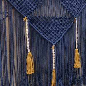 Navy Macrame King Size Home Decor With Mustard Tassels - Etsy