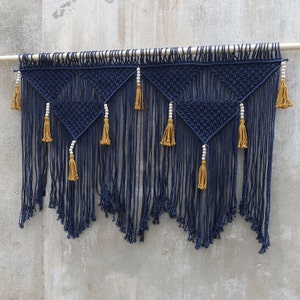 Navy Macrame Wall Hanging, Blue Home Decor - Etsy