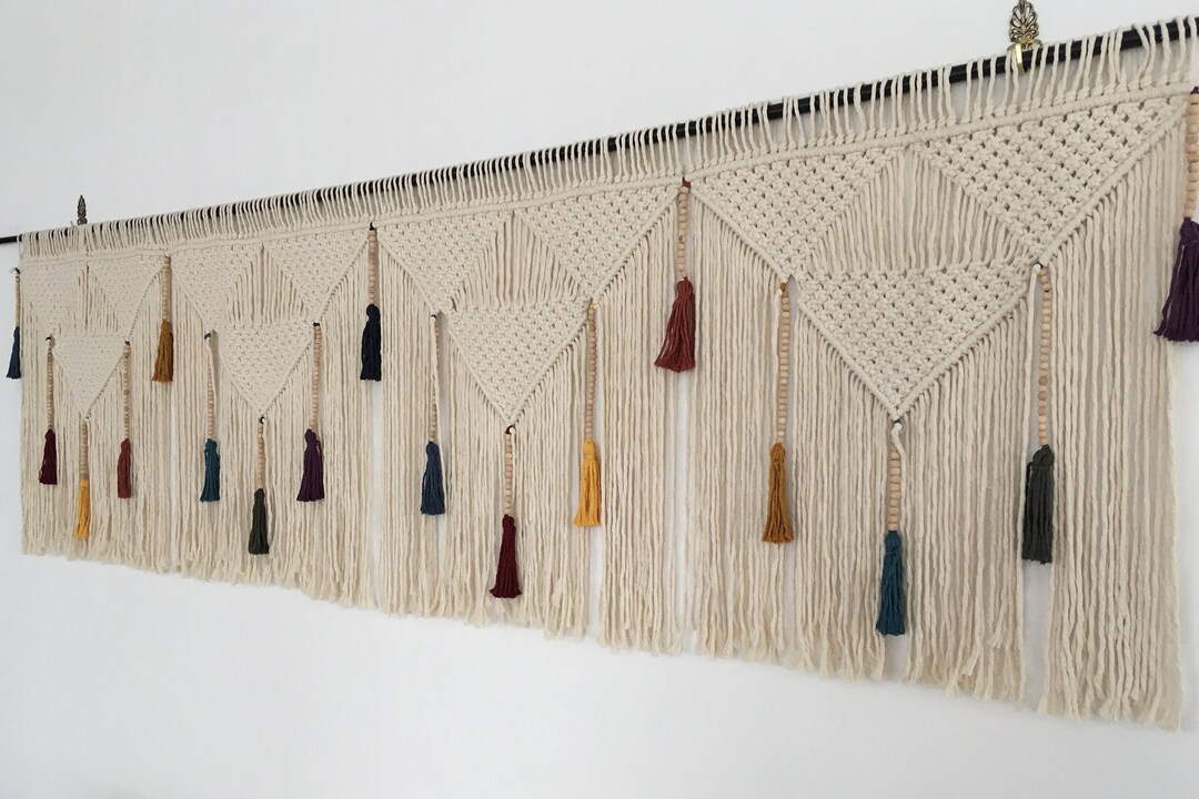 Large Multi Color Macrame Wall Hanging, Over Bed Art, Textile Wall ...