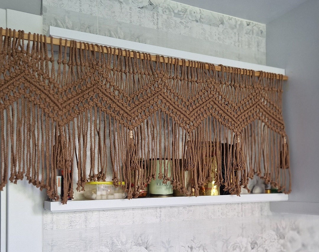 Window Valance Macrame Decor, Boho Curtain - Etsy