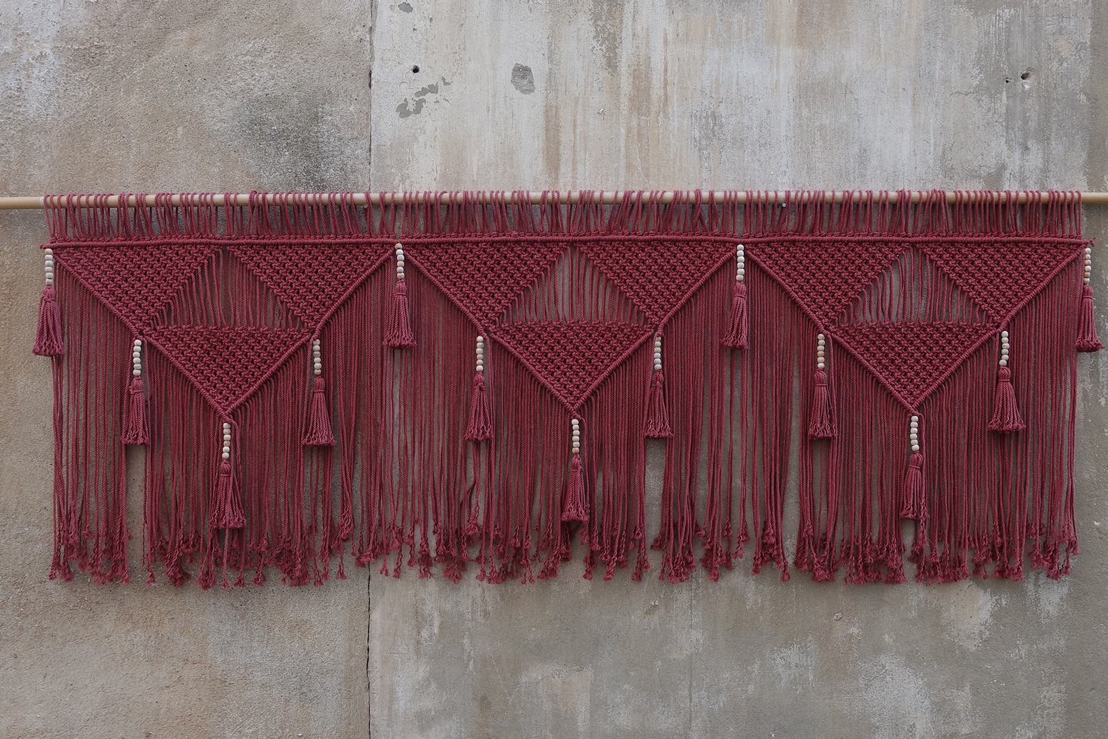 King size Red Macrame Headboard geometric wall art decoration | Etsy