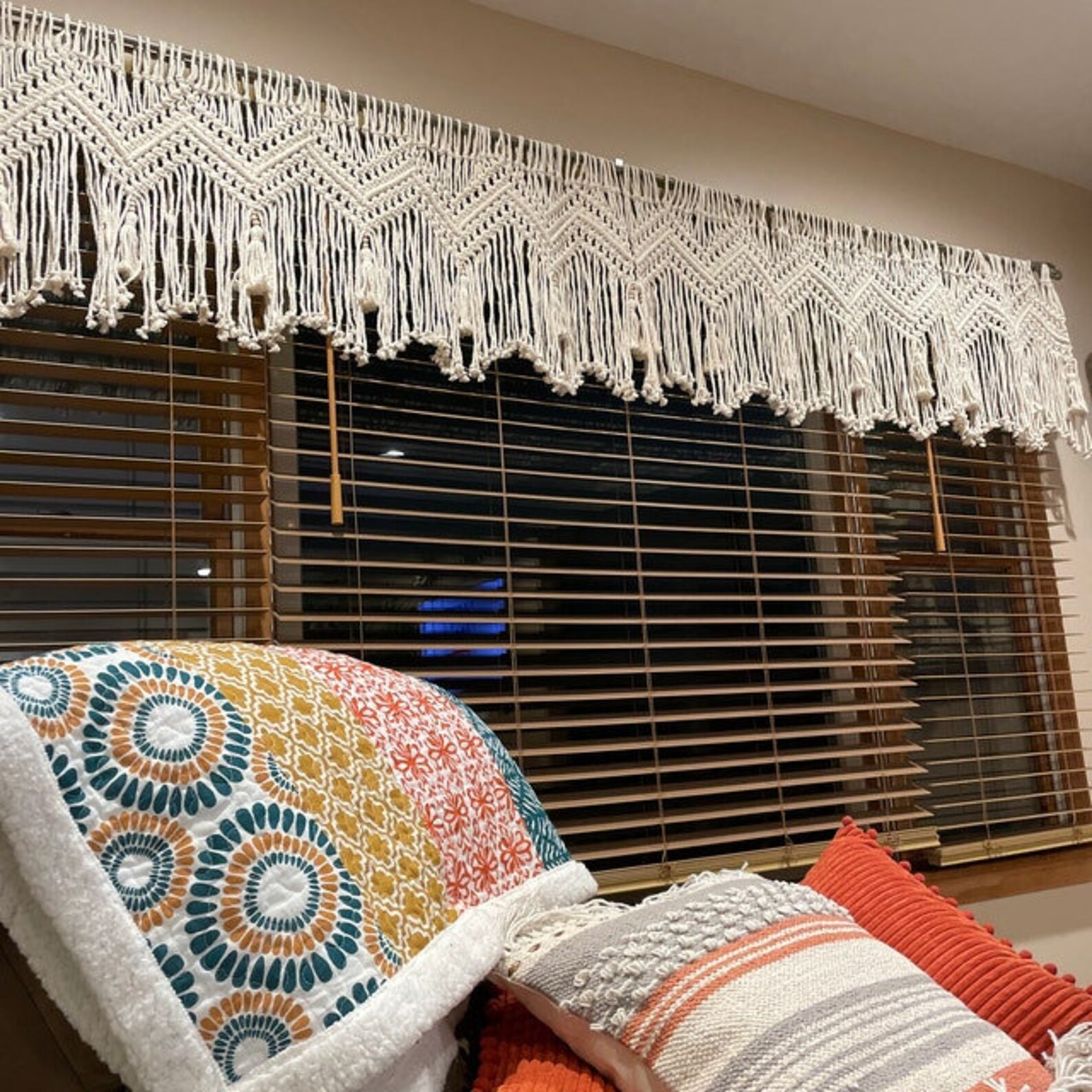 Macrame Valance Boho Tassels Window Curtain - Etsy