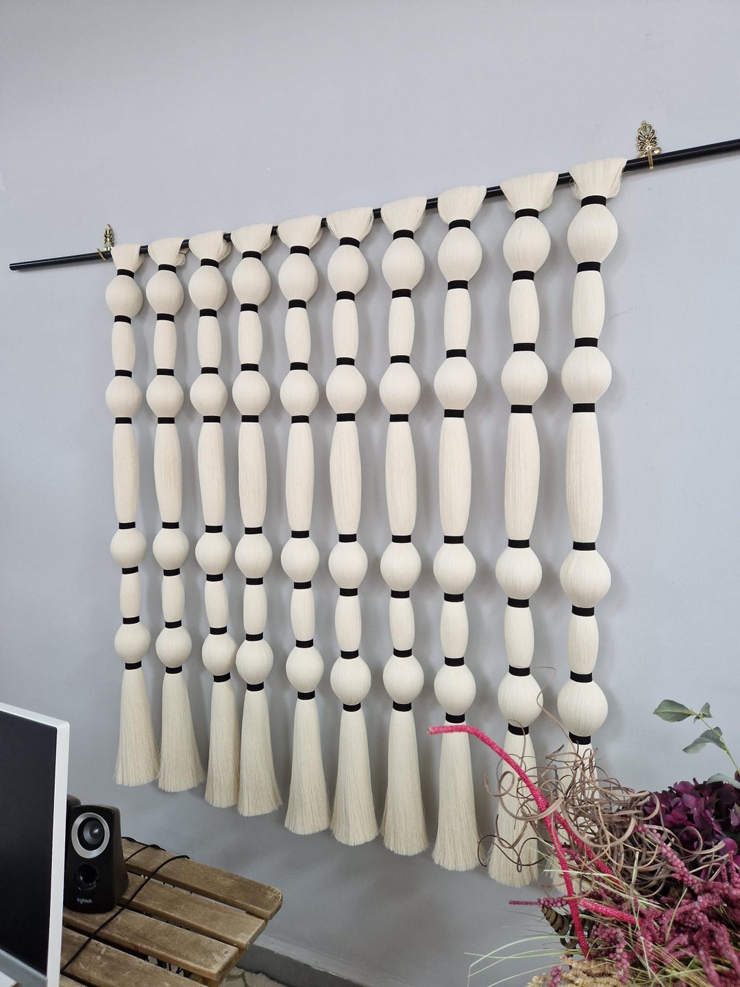 Ball Rope Art Mexican Macrame Wall Hanging Black White, Minimalist - Etsy