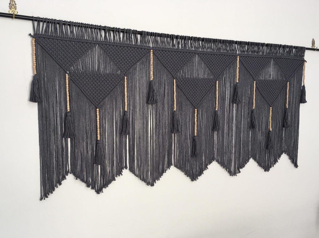 Black Macrame Wall Hanging: Masculine Home Decor - Etsy