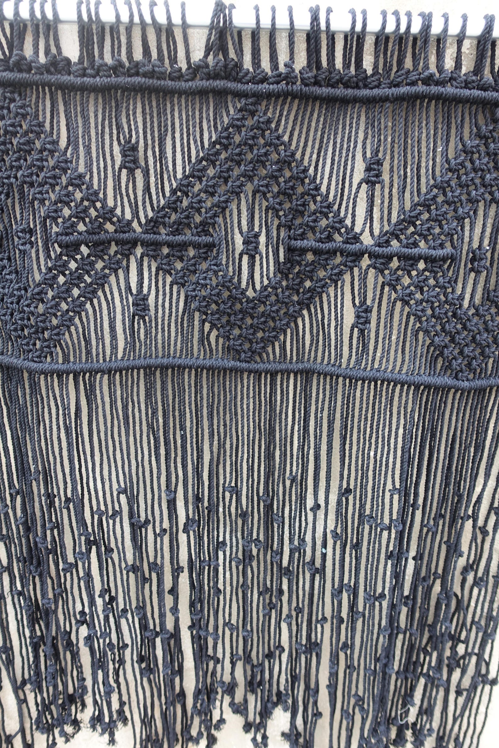 Black macrame wall hanging home decor black bedroom decor | Etsy