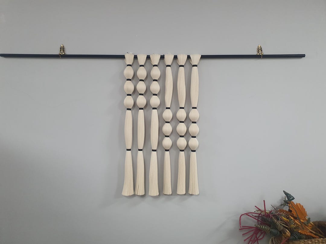 Mexican Macrame Vertical Black White Wall Hanging, Rope Art - Etsy