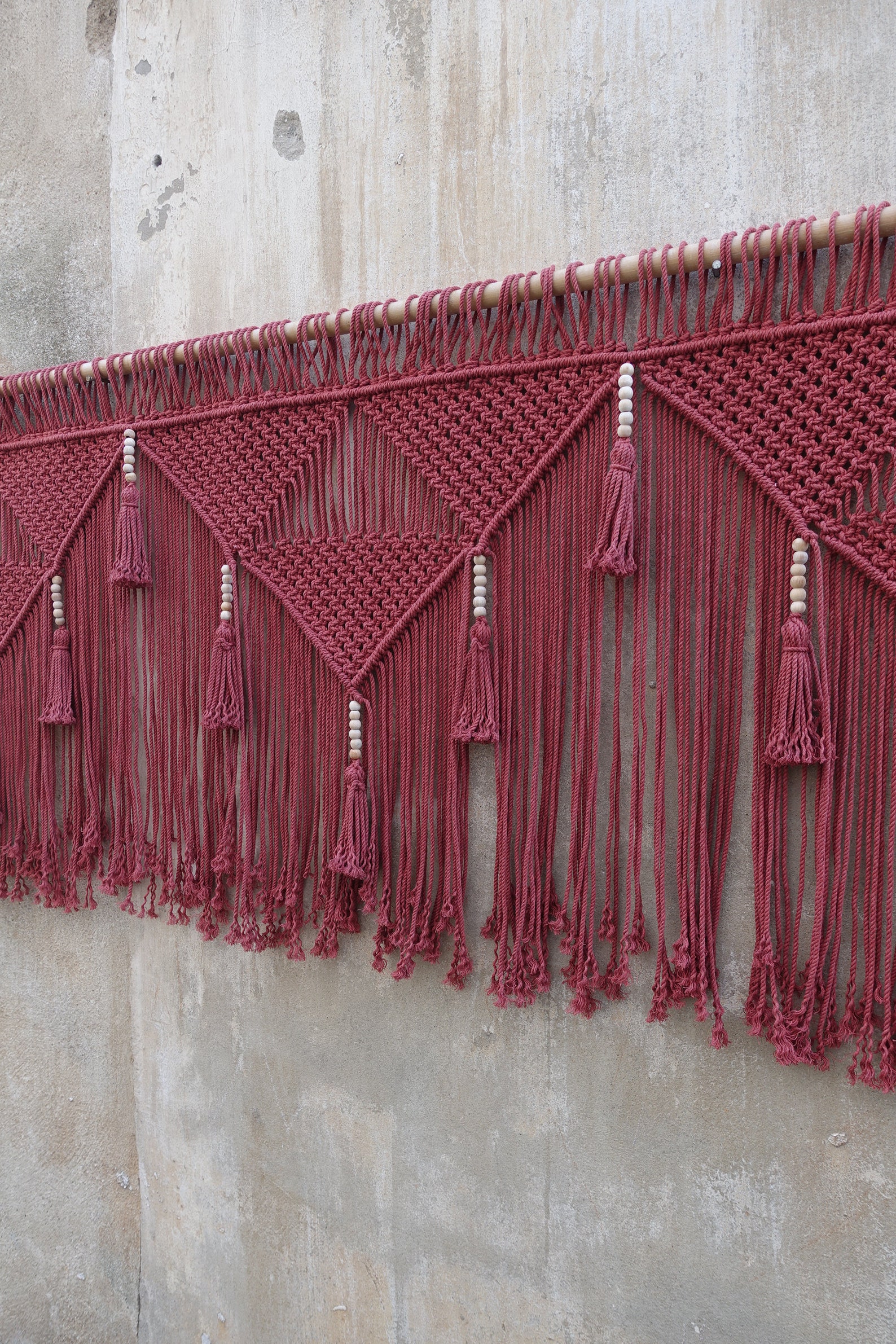 King Size Red Macrame Headboard Geometric Wall Art Decoration - Etsy