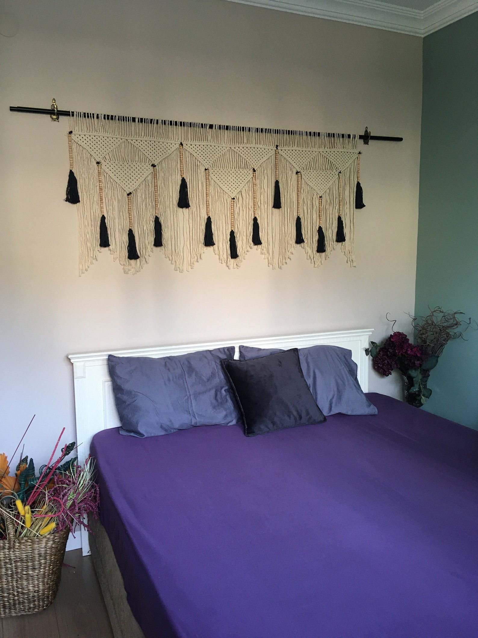 Macrame Large Wall Hanging Boho Headboard King Bedroom Decor - Etsy
