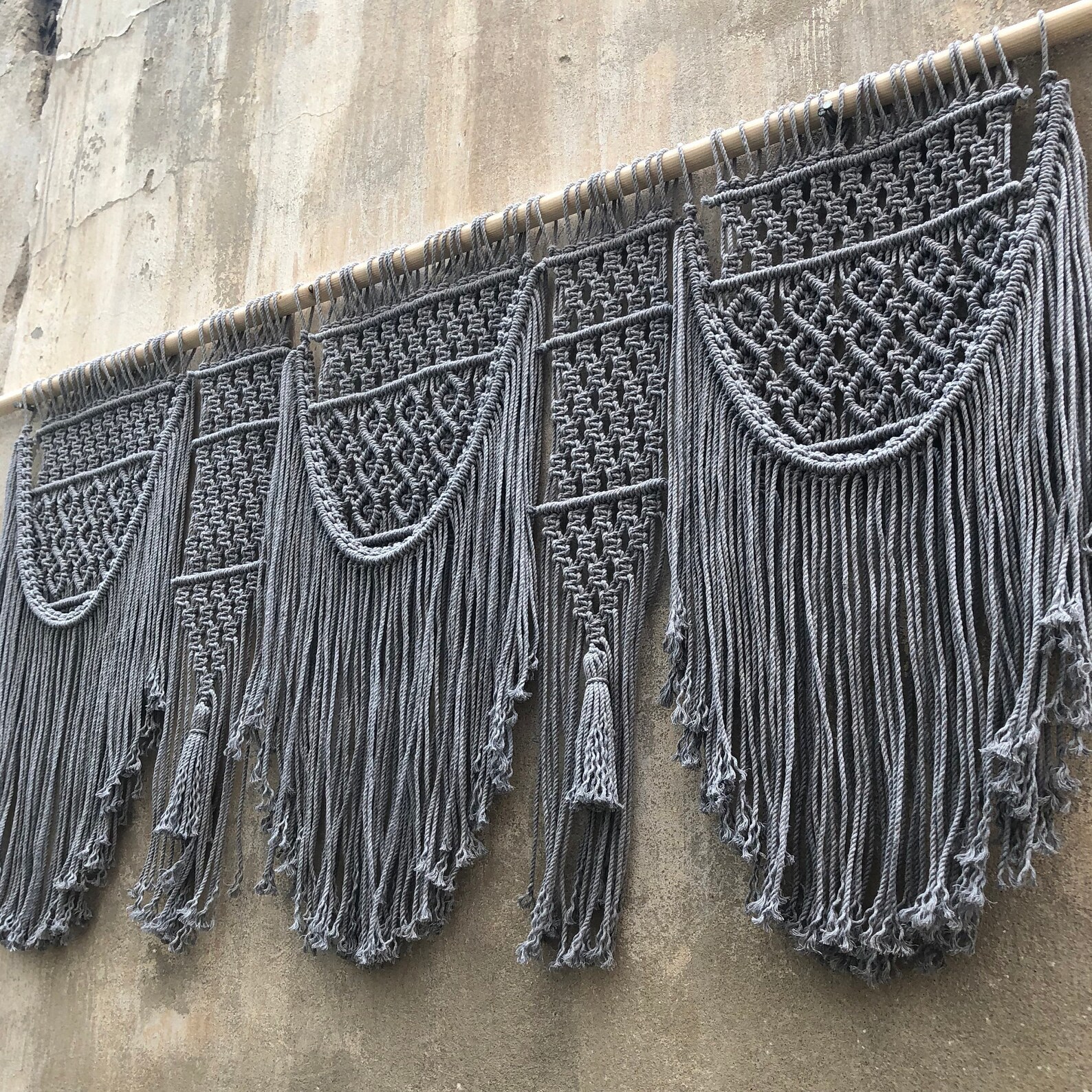 Gray Wall Decor Grey Macrame Hanging Home Decor Headboard - Etsy