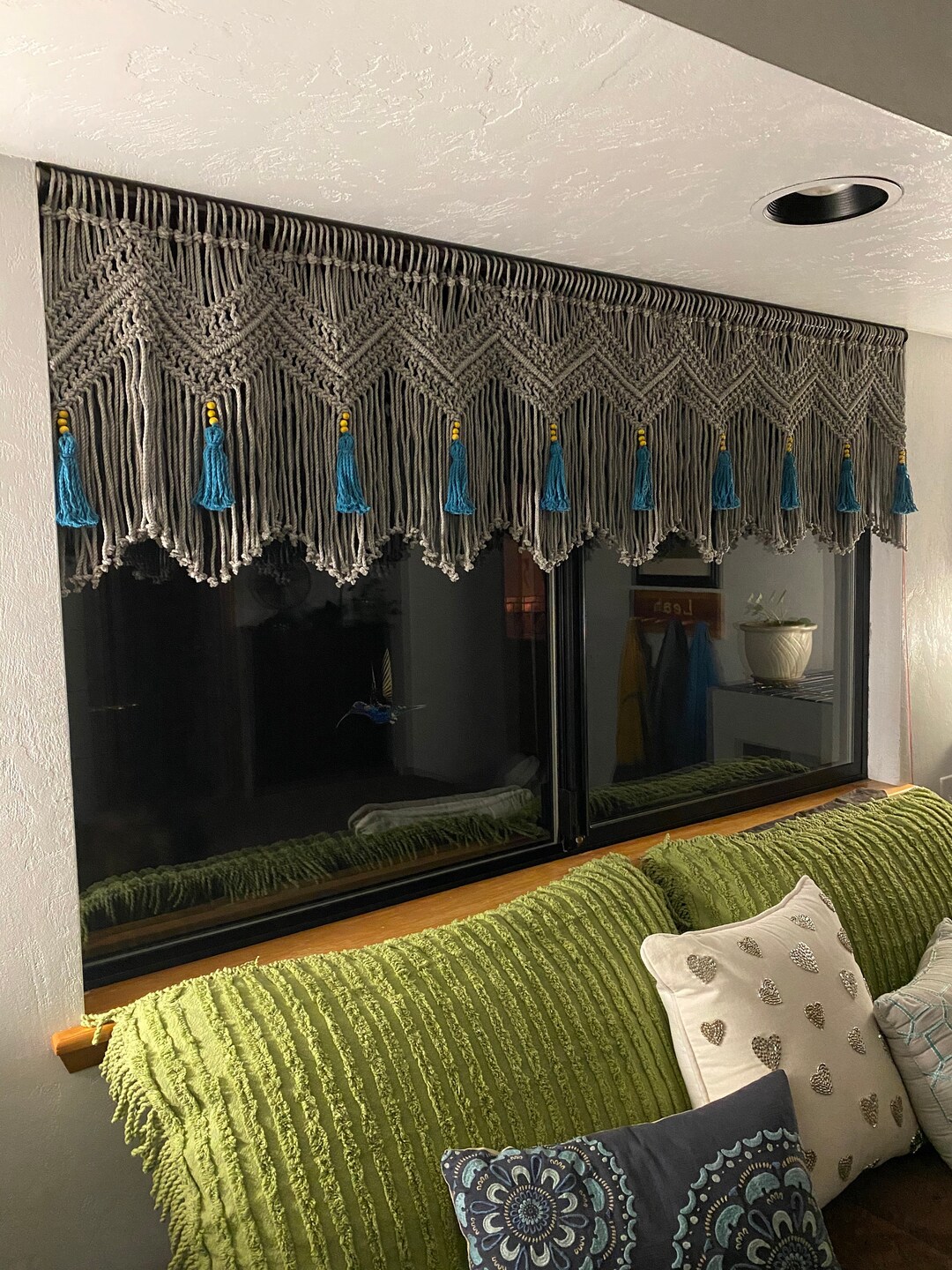 Macrame Valance, Window Decor (you Can Choose the Colors of the Tassels or Change Beads) - Etsy