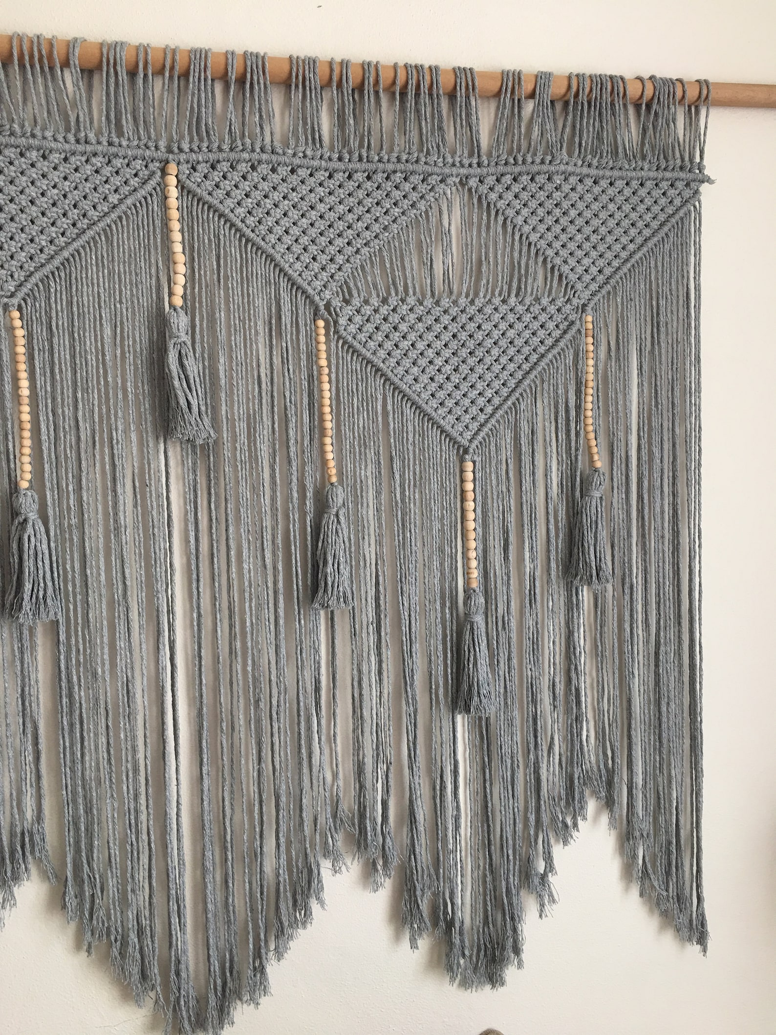 Gray Macrame Wall Hanging Large Grey Wall Decor | Etsy
