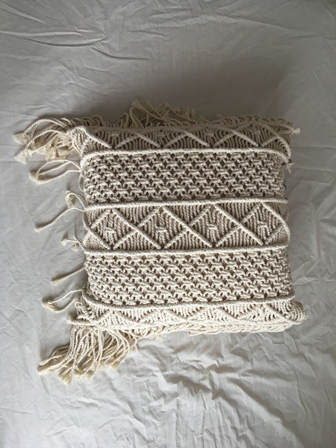 Macrame Pillow Case, Macrame Pillow Cover 20''x20'', Pillow Cushion ...