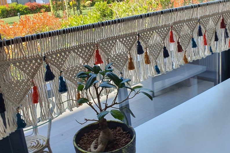 Macrame Valance Boho Window Curtain Wall Hanging - Etsy