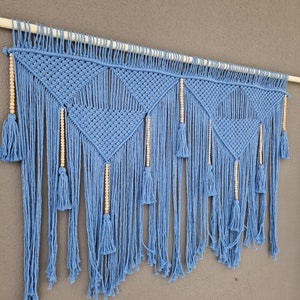 Blue Macrame Wall Hanging, Boys Room Wall Art, Macrame Wall Hanging ...