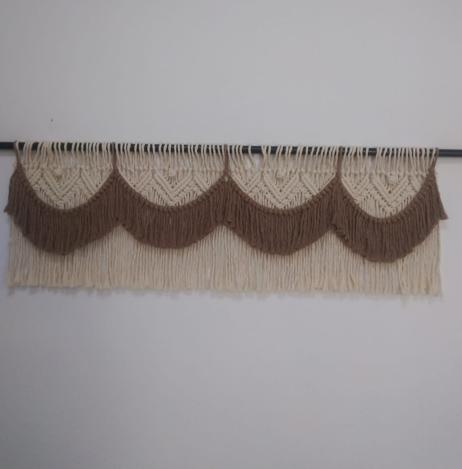 Two Colors Macrame Valance, Kitchen Window Decor, Cafe Curtain, Boho ...